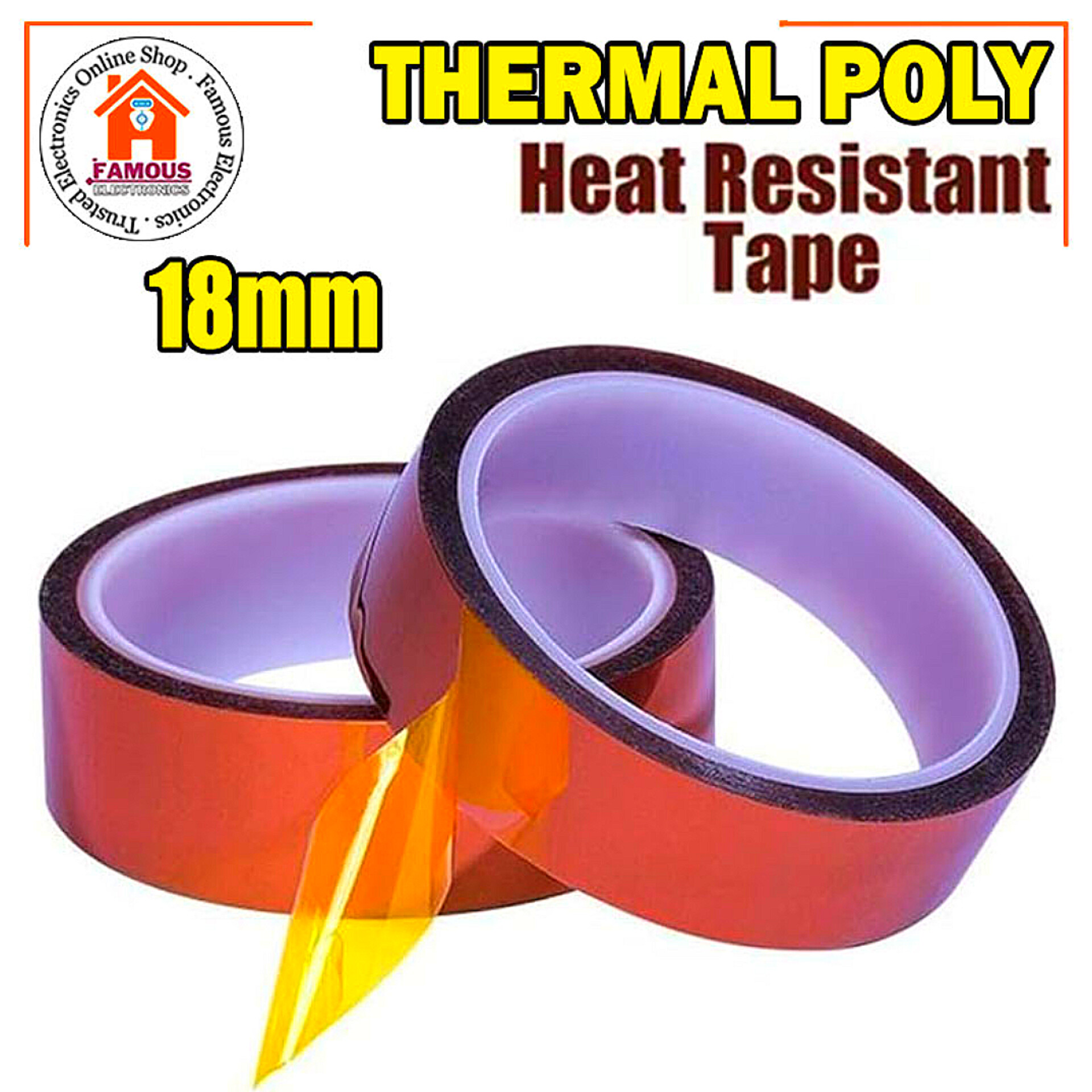 18mm 33M Kapton Tape | High Temperature Polyimide Heat Resistant Tape for Soldering ...