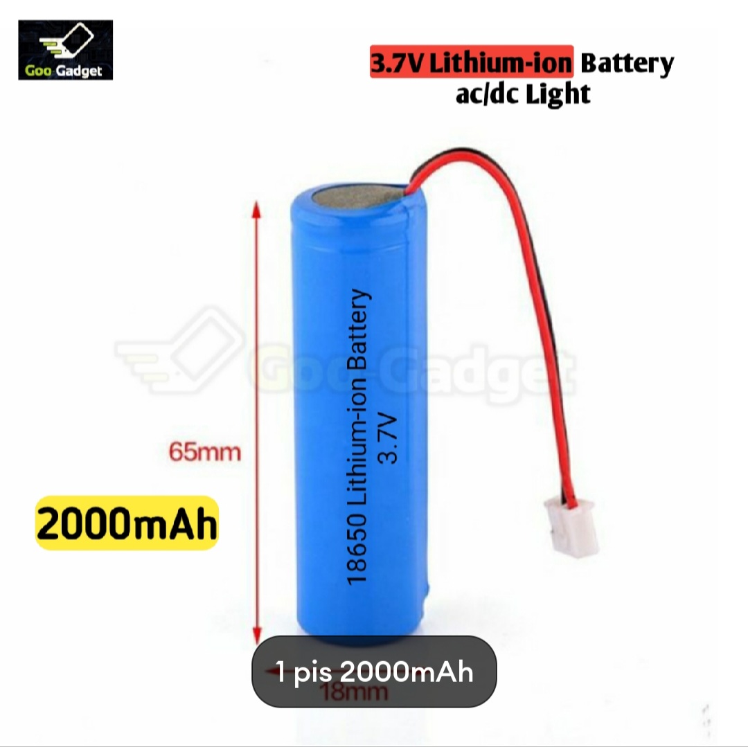 2000mAh 3.7V AC/DC Light Battery 18650 Battery Model | Goo Gadget