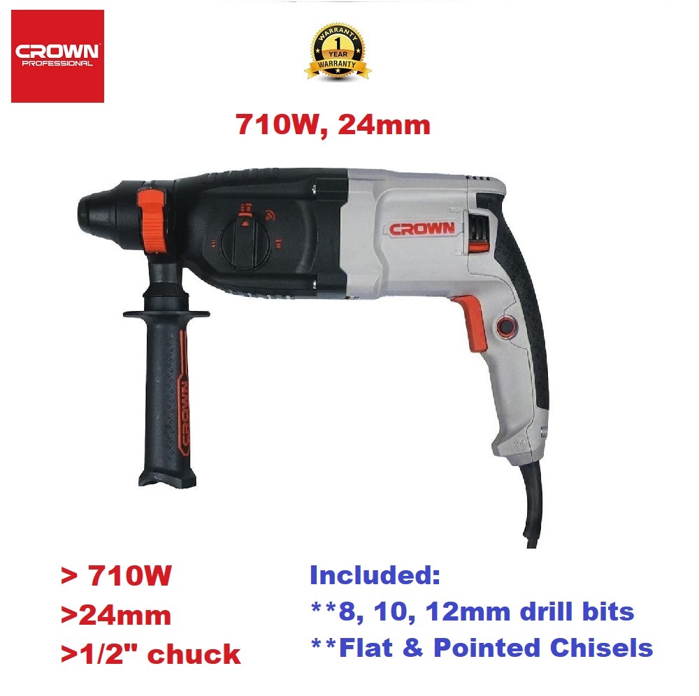 Crown 710W Rotary Hammer SDS-plus 24mm Model: CT18181 | Tolsen Tools ...