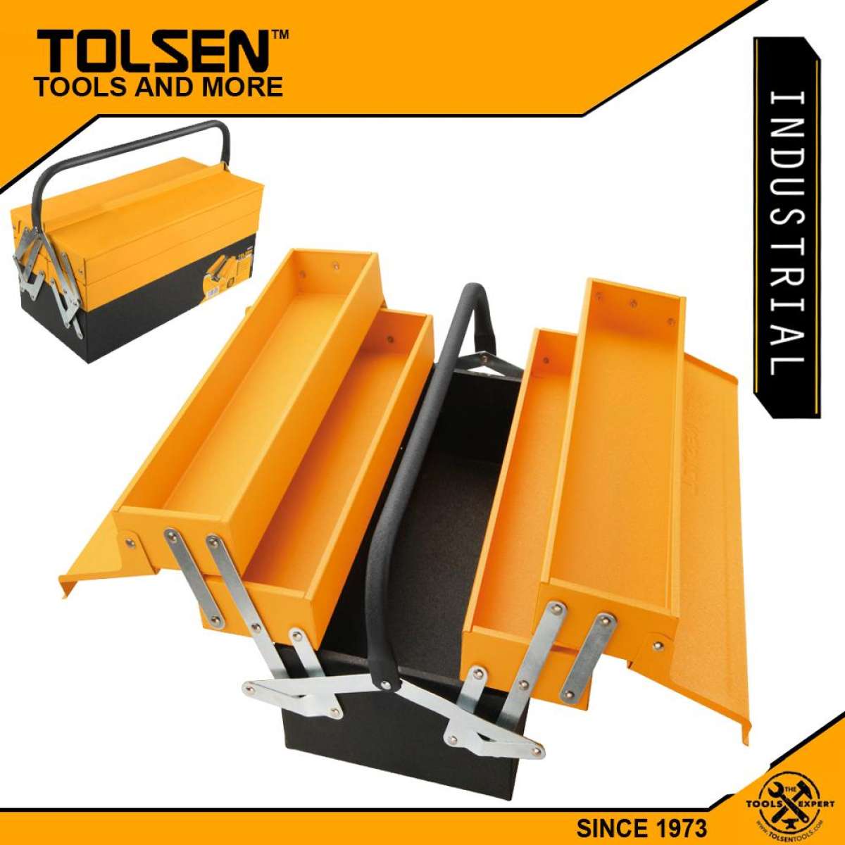 Tolsen 3 Layer Heavy Duty Steel Tool Box (495x200x290mm) Model:80212 | Tolsen Tools Bangladesh