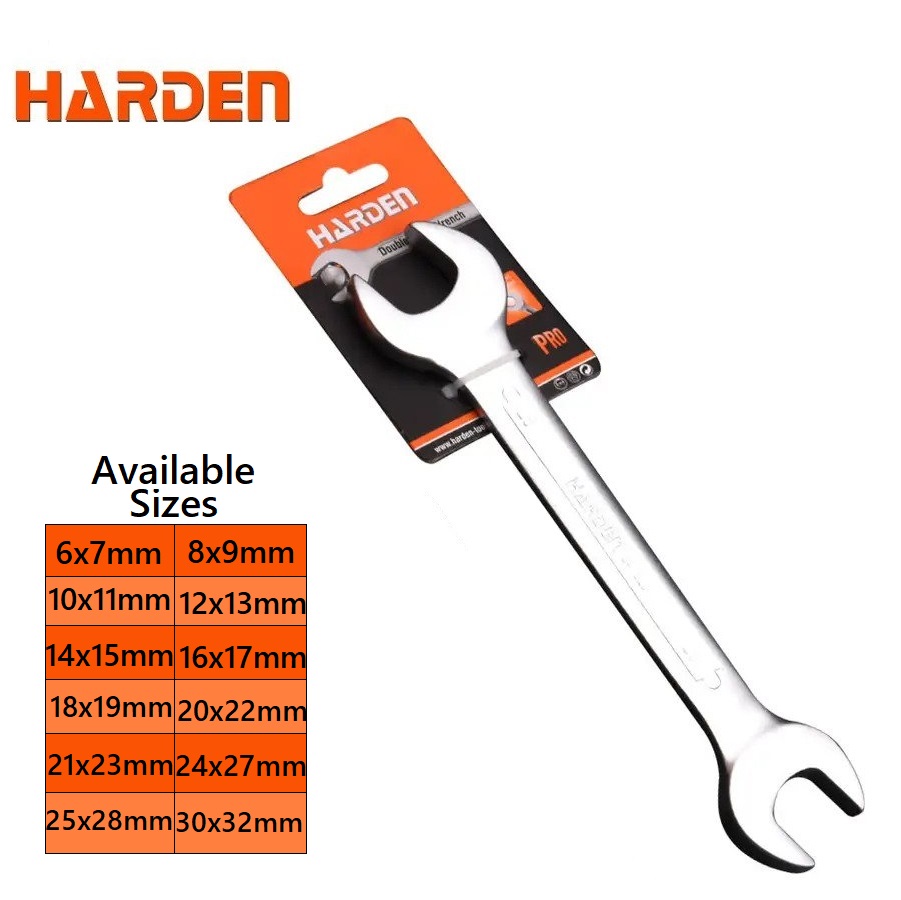 HARDEN Double Open End Spanner Wrench Dulley Spanner; ( 6x7 | 8x9 | 10x11 | 12x13 | 14x15 ...